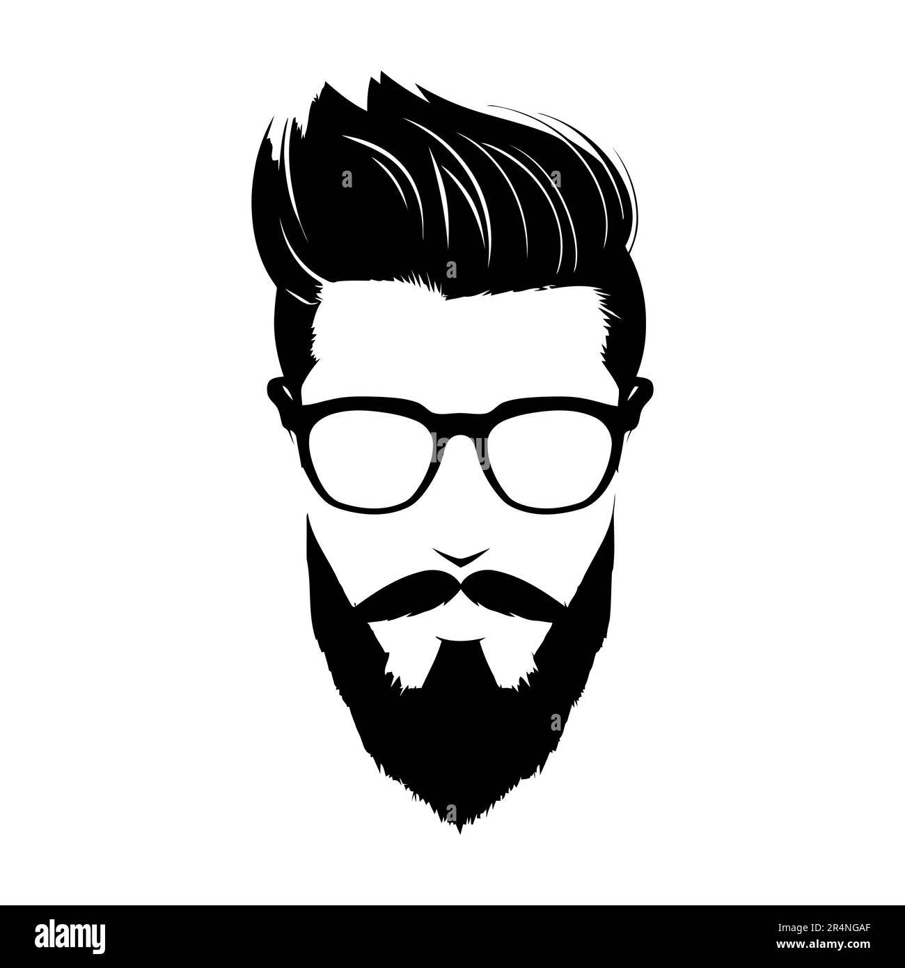 Black silhouette of Hipster hair and beards. Fashion concept. Vector ...