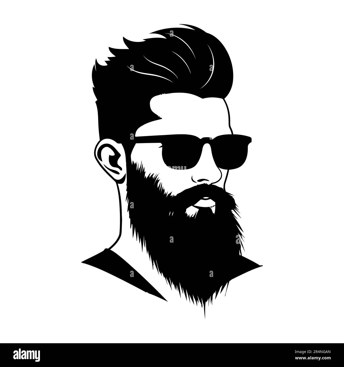 Black silhouette of Hipster hair and beards. Fashion concept. Vector ...