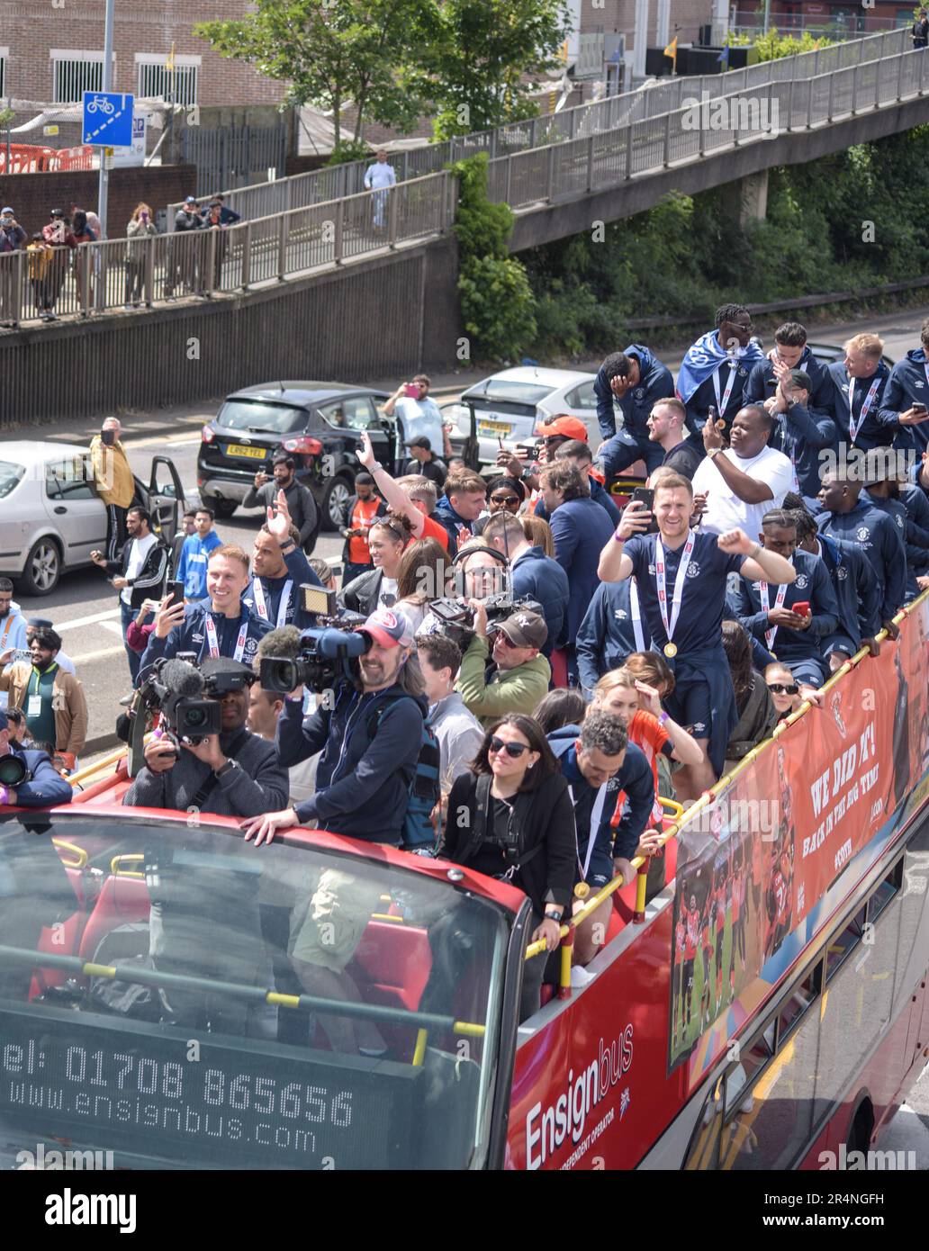 Luton, UK. 29th May, 2023. Thousands of football fans are packing the ...
