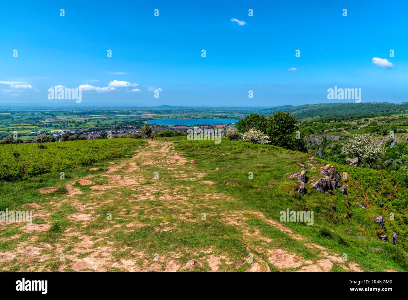 Path for walk top of Cheddar Gorge UK English countryside view to ...