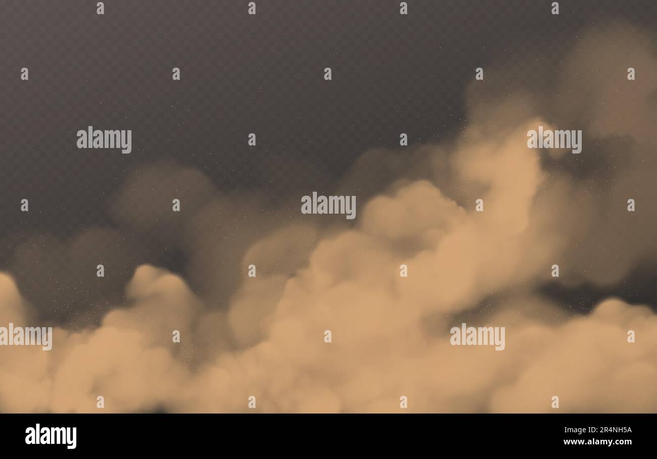 Desert sandstorm, brown dusty cloud or dry sand flying with gust of ...