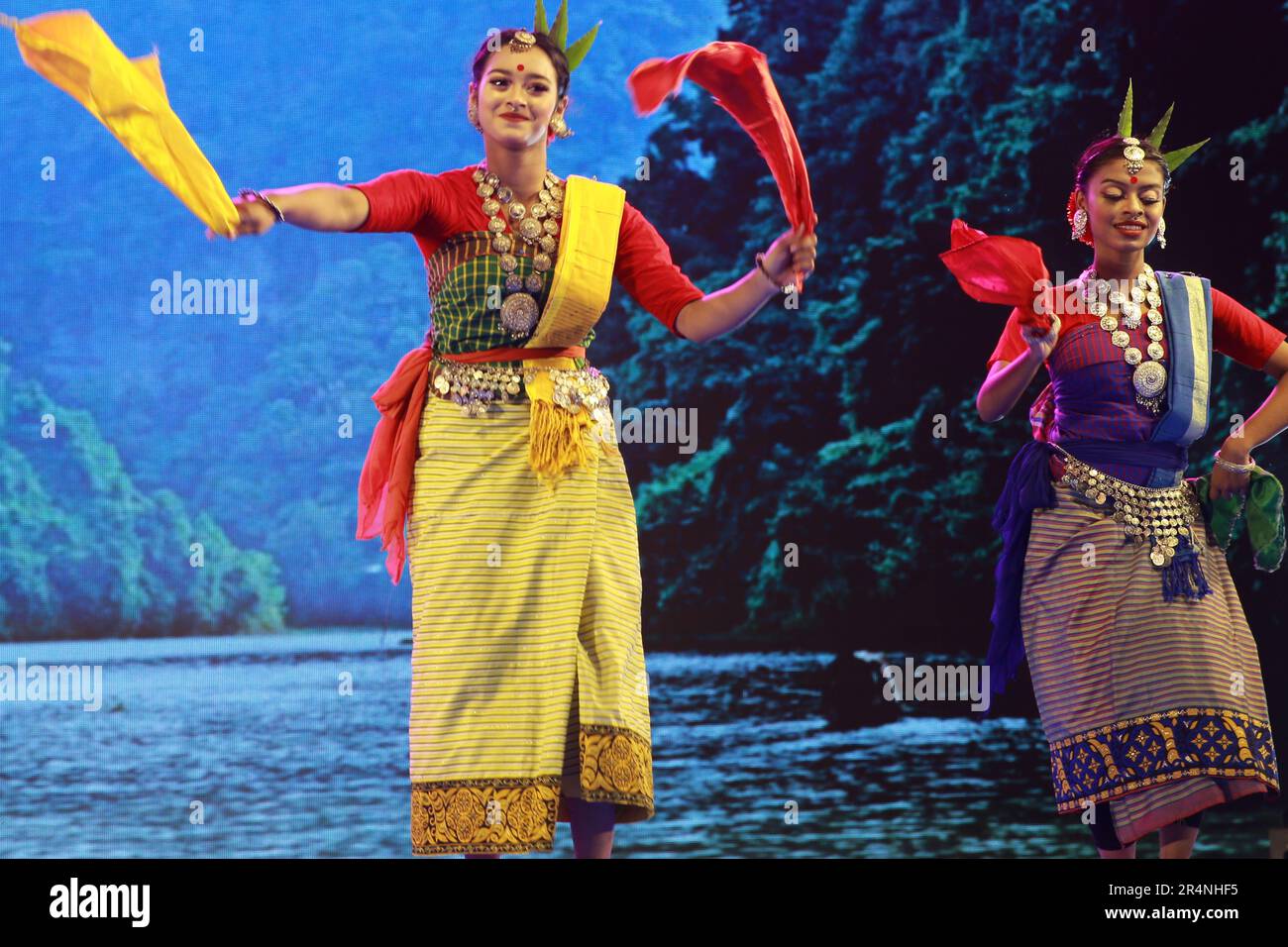 A stage show and tribe dancing performance during a ceremony ‘Sports ...