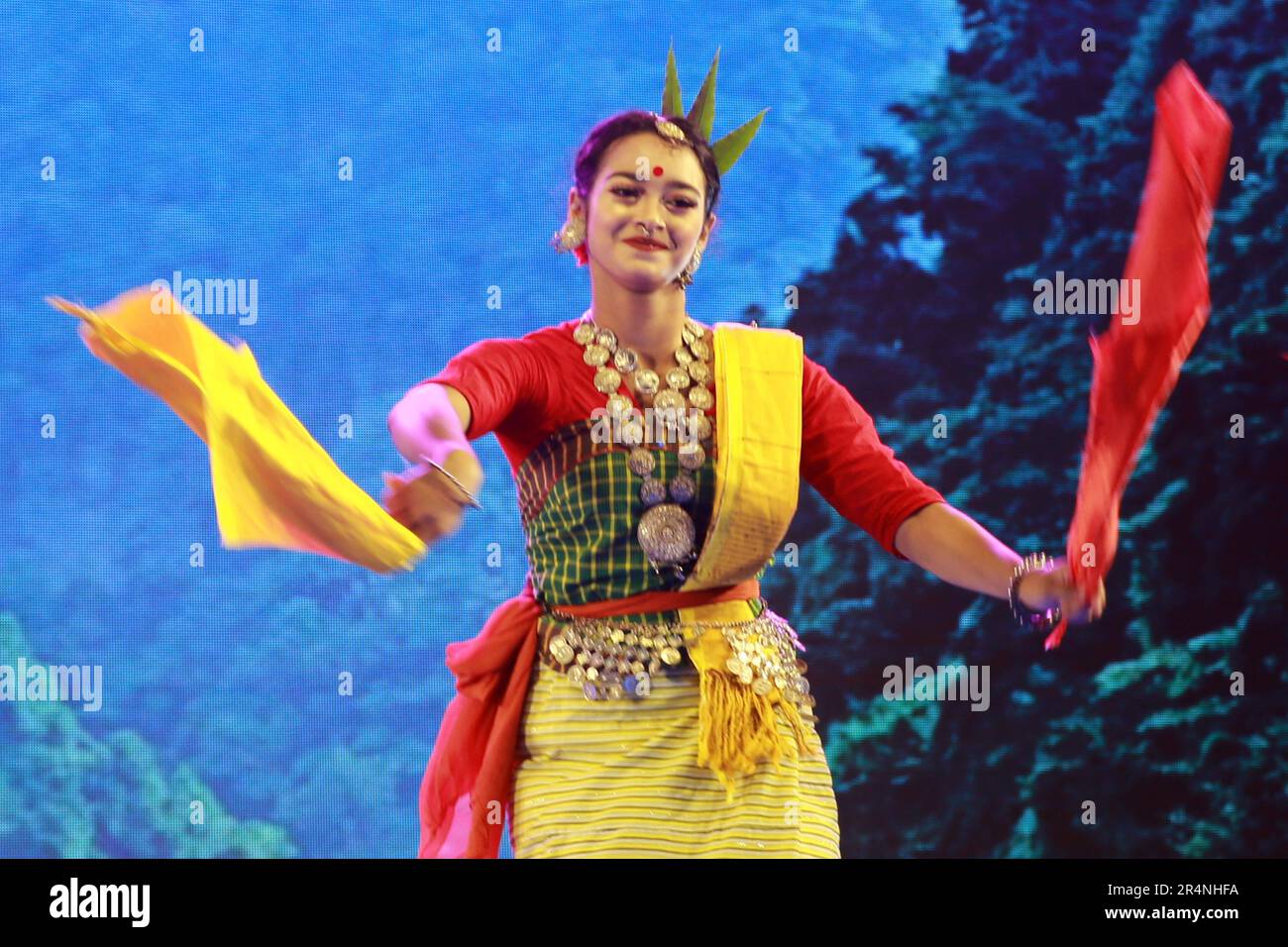 A stage show and tribe dancing performance during a ceremony ‘Sports ...