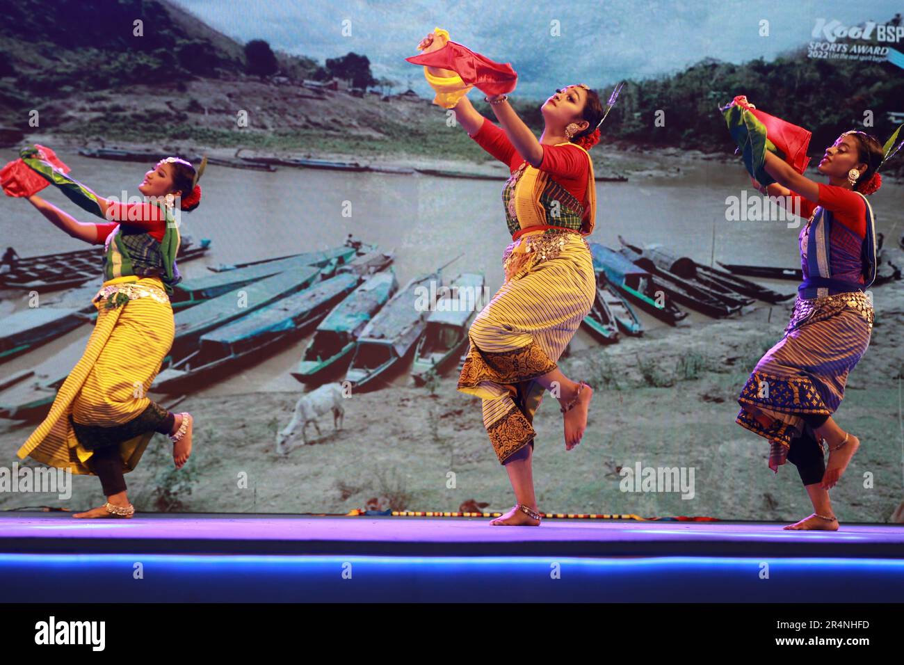 A stage show and tribe dancing performance during a ceremony ‘Sports ...