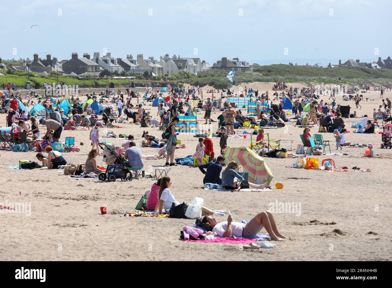 Troon, UK. 29th May, 2023. Sunny weather attracted people to Troon ...