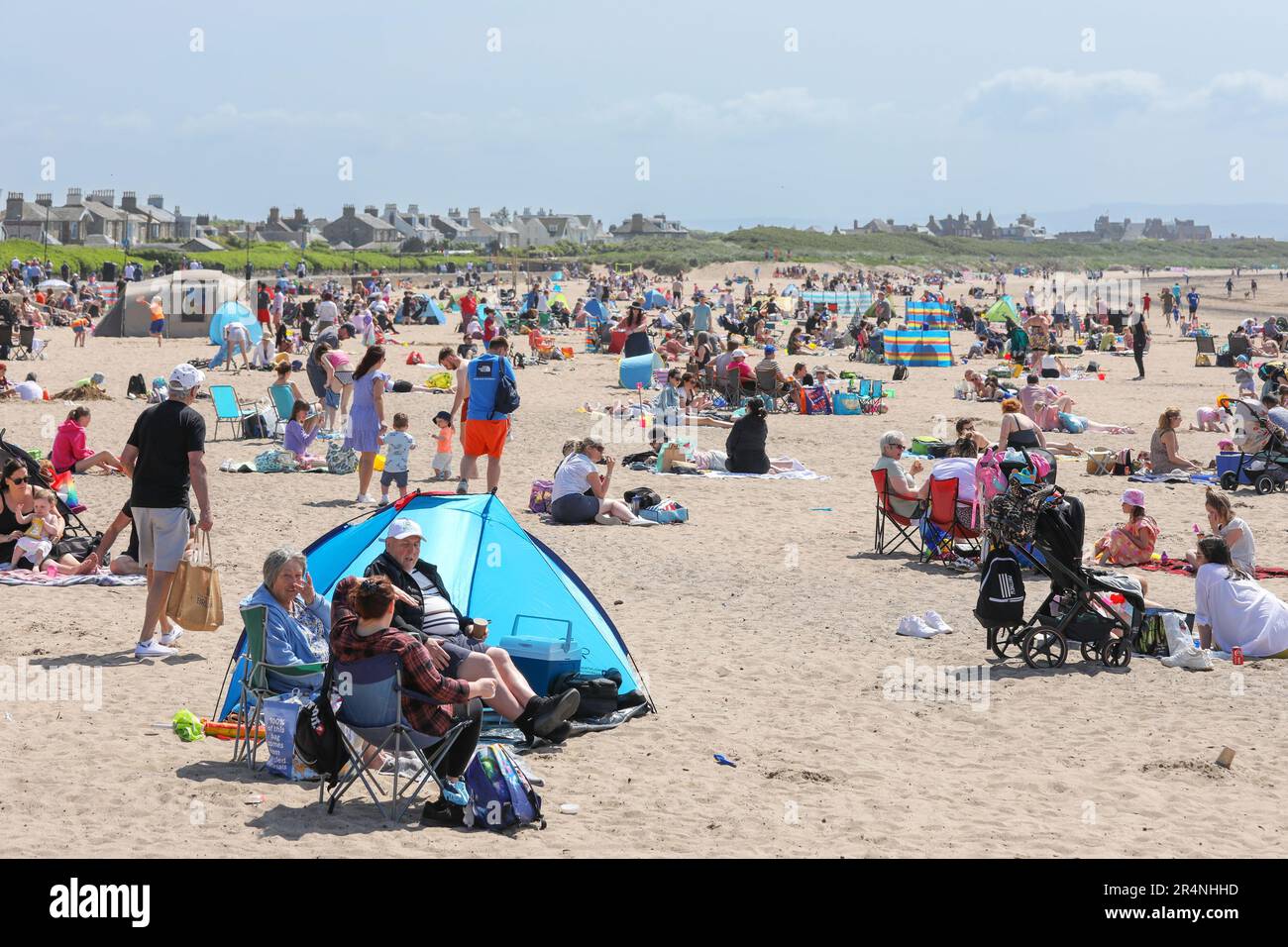 Troon, UK. 29th May, 2023. Sunny weather attracted people to Troon ...