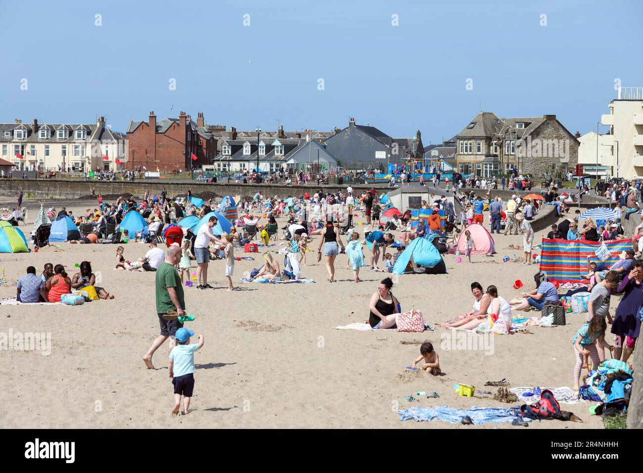 Troon, UK. 29th May, 2023. Sunny weather attracted people to Troon ...