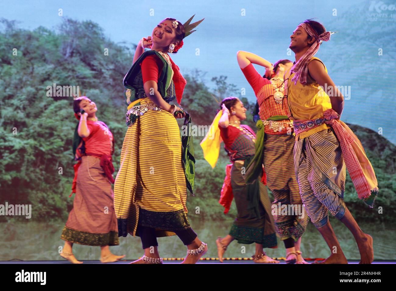 A stage show and tribe dancing performance during a ceremony ‘Sports ...