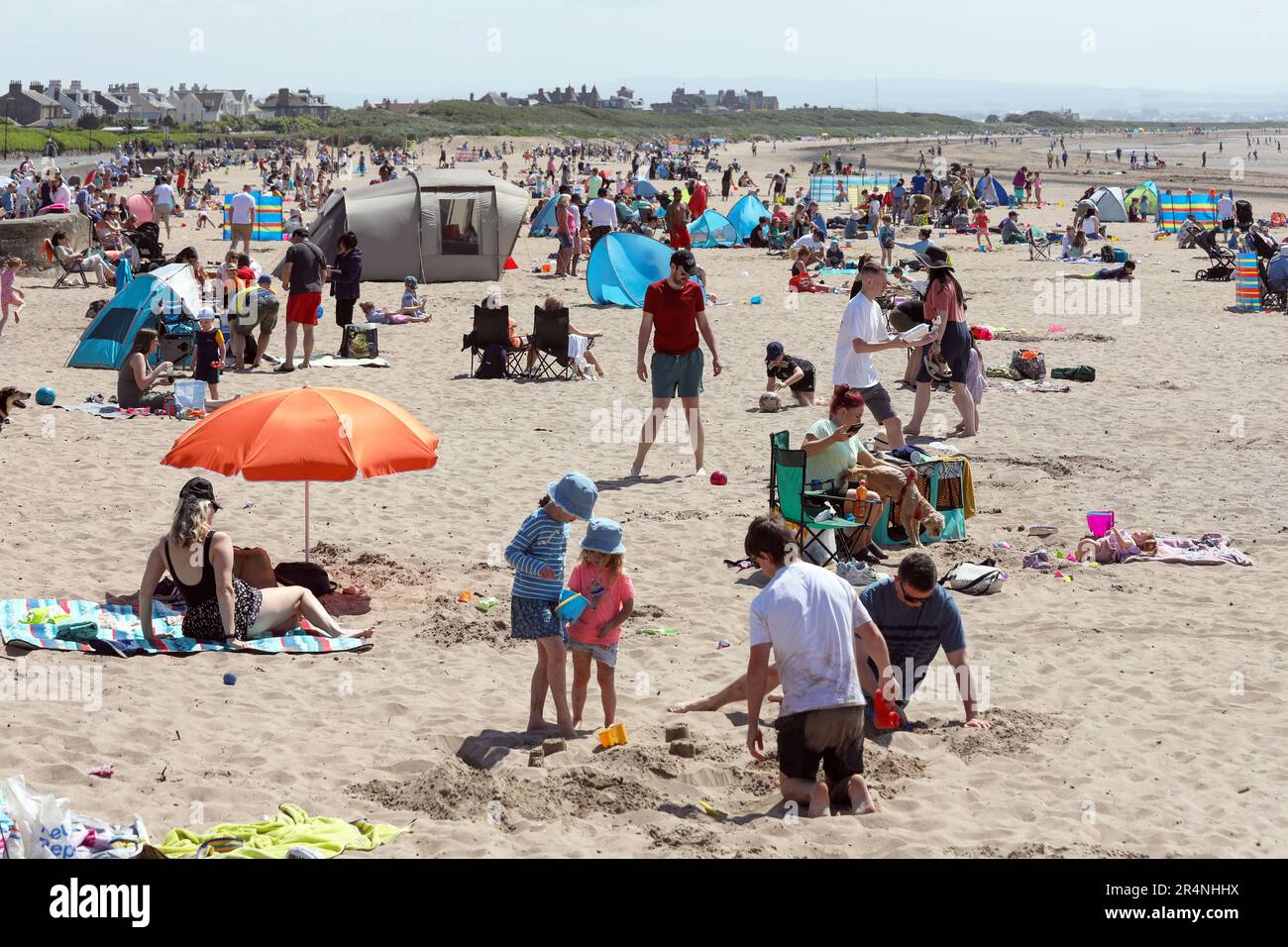 Troon, UK. 29th May, 2023. Sunny weather attracted people to Troon ...