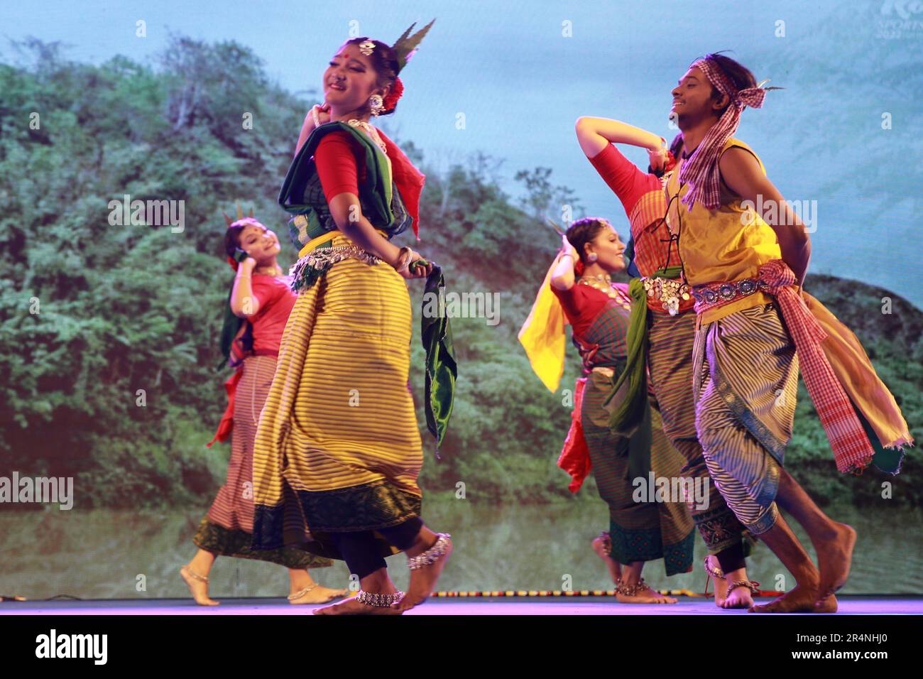 A stage show and tribe dancing performance during a ceremony ‘Sports ...