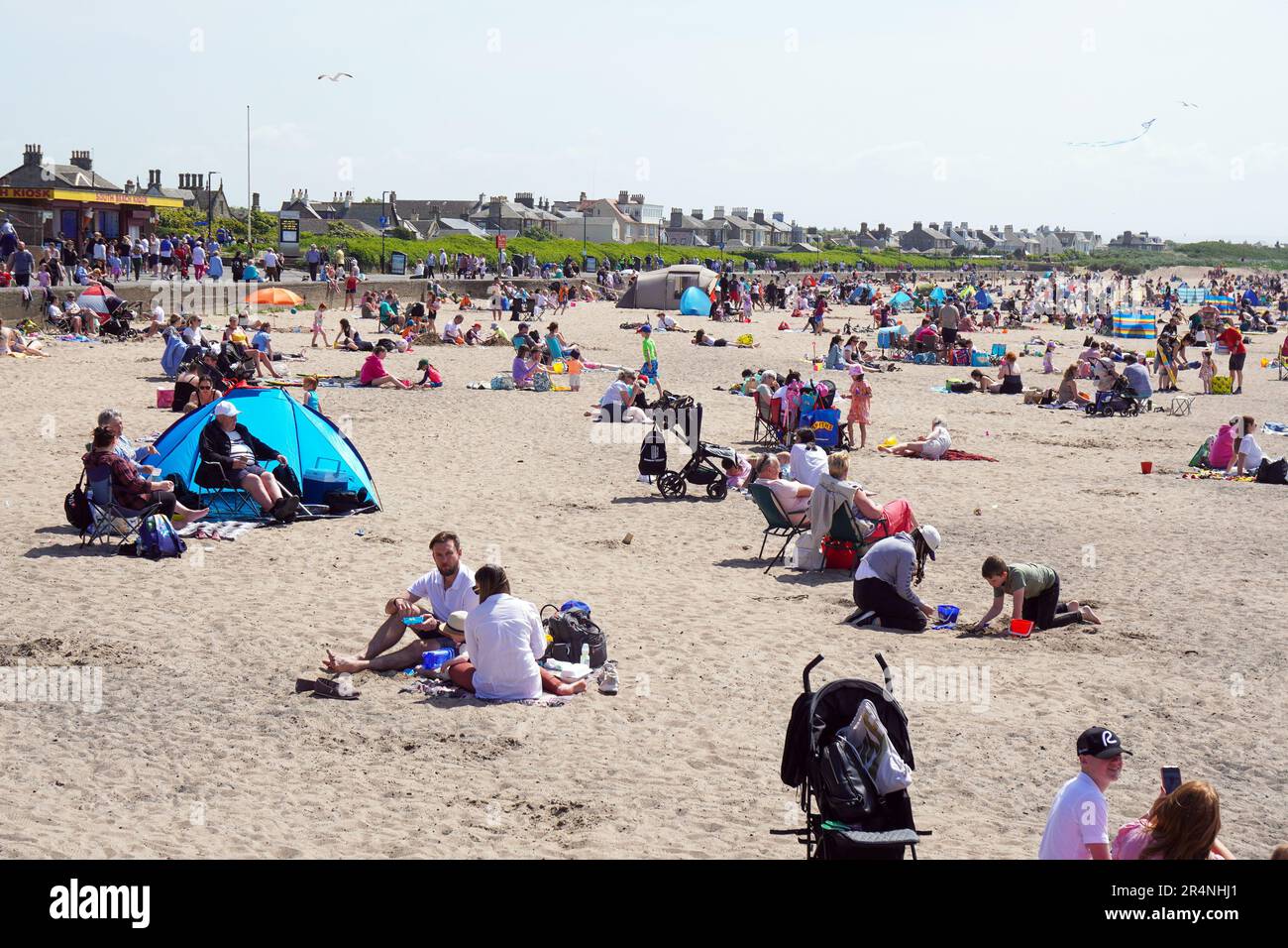Troon, UK. 29th May, 2023. Sunny weather attracted people to Troon ...