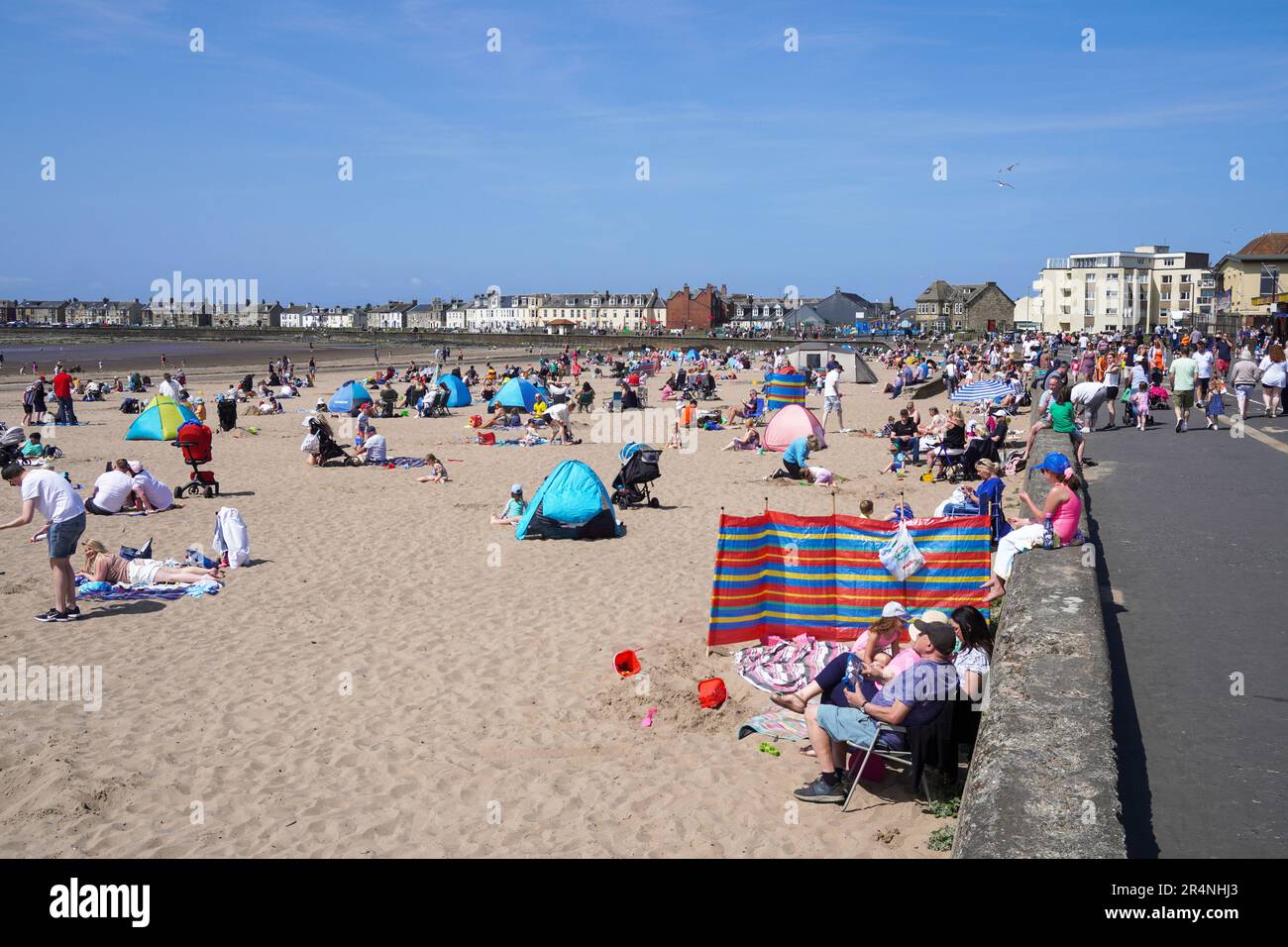 Troon, UK. 29th May, 2023. Sunny weather attracted people to Troon ...