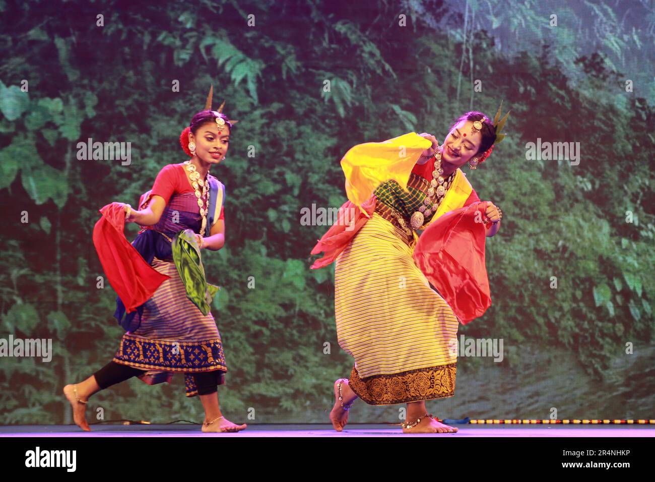 A stage show and tribe dancing performance during a ceremony ‘Sports ...