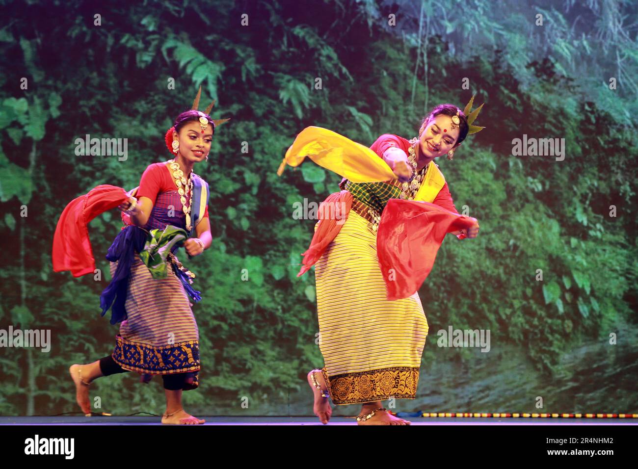 A stage show and tribe dancing performance during a ceremony ‘Sports ...
