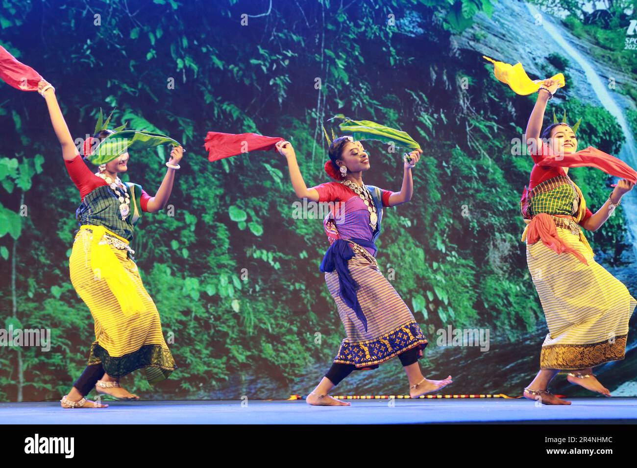 A stage show and tribe dancing performance during a ceremony ‘Sports ...