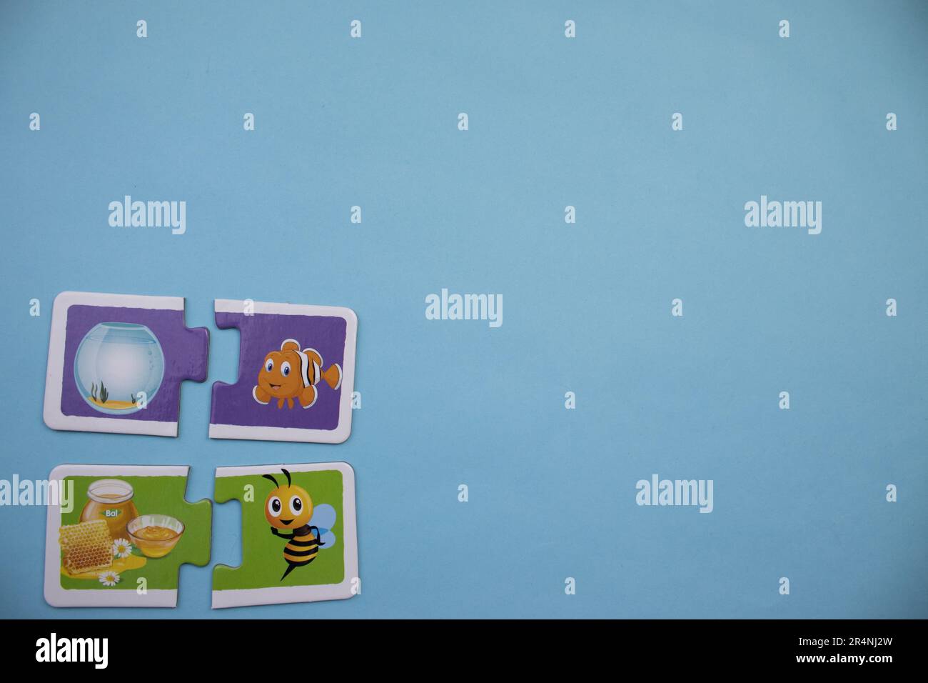 Information puzzles photographed from above, placed on the edge of a ...