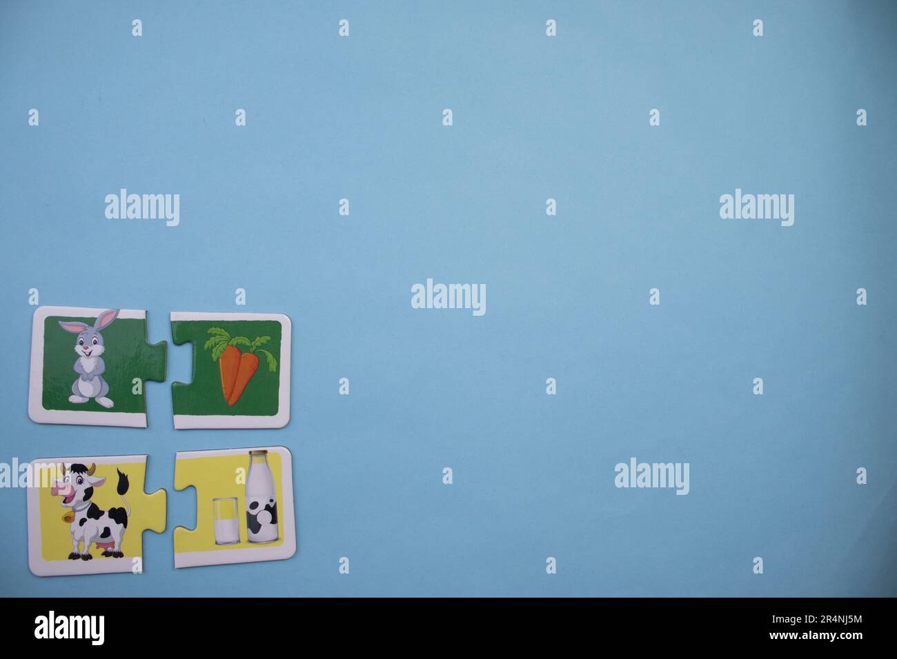 Information puzzles, photographed from above, placed on the edge of the ...