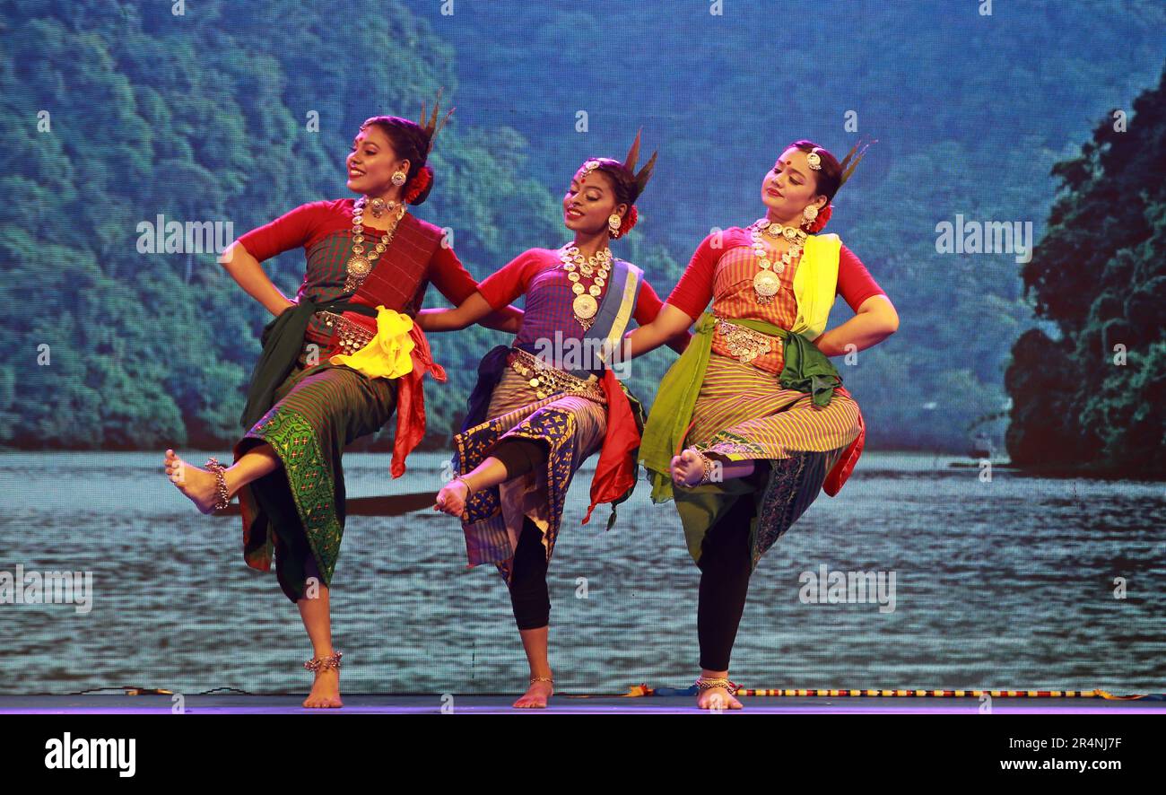 A stage show and tribe dancing performance during a ceremony ‘Sports ...