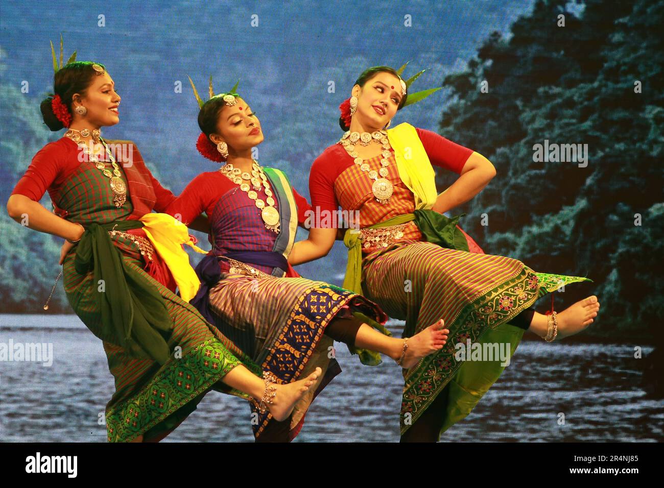 A stage show and tribe dancing performance during a ceremony ‘Sports ...