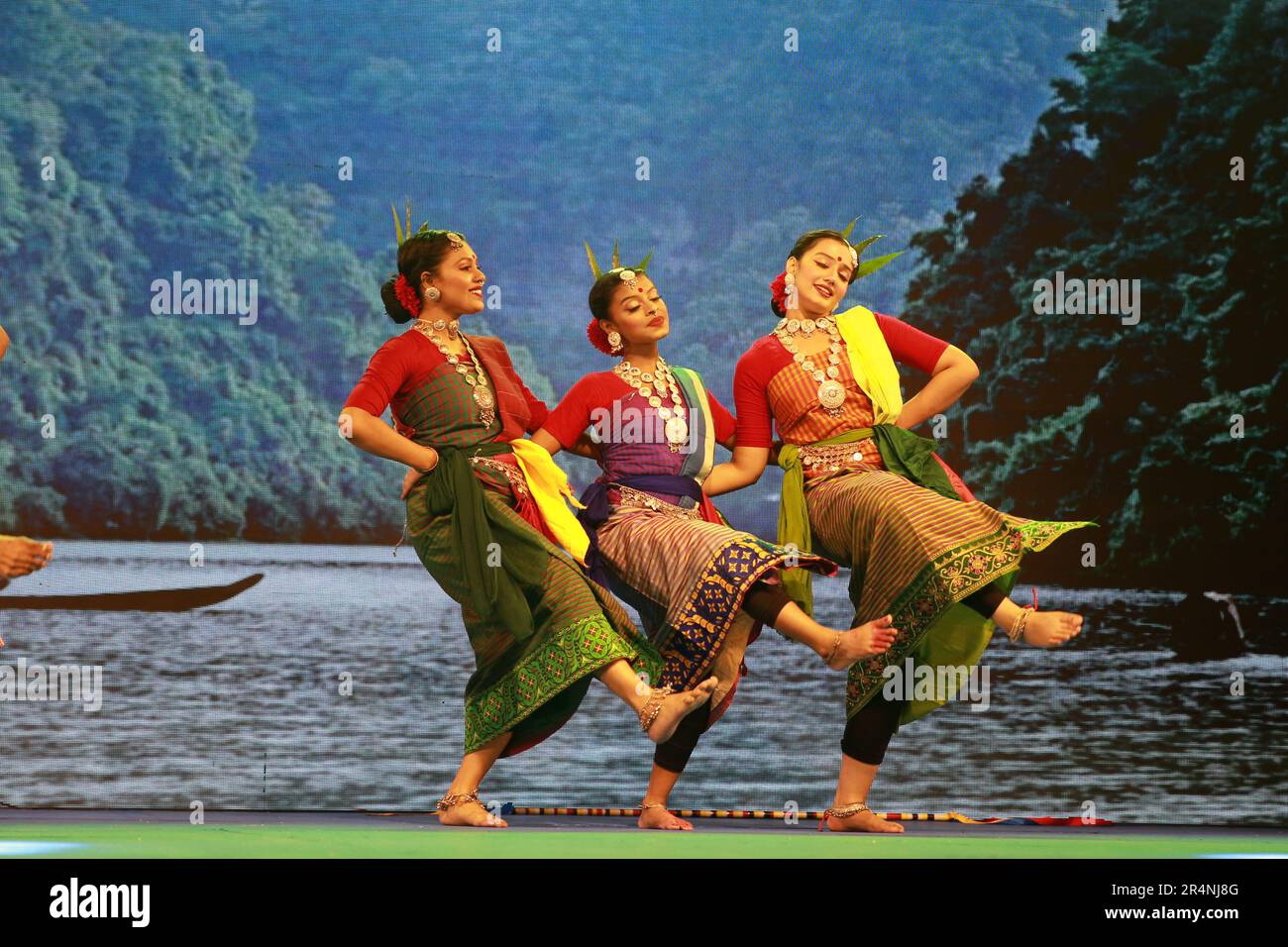 A stage show and tribe dancing performance during a ceremony ‘Sports ...