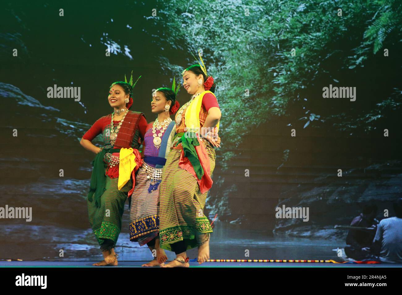 A stage show and tribe dancing performance during a ceremony ‘Sports ...