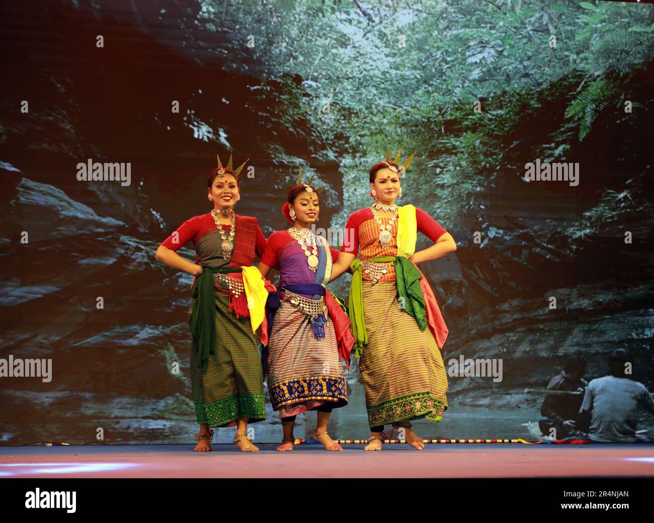 A stage show and tribe dancing performance during a ceremony ‘Sports ...