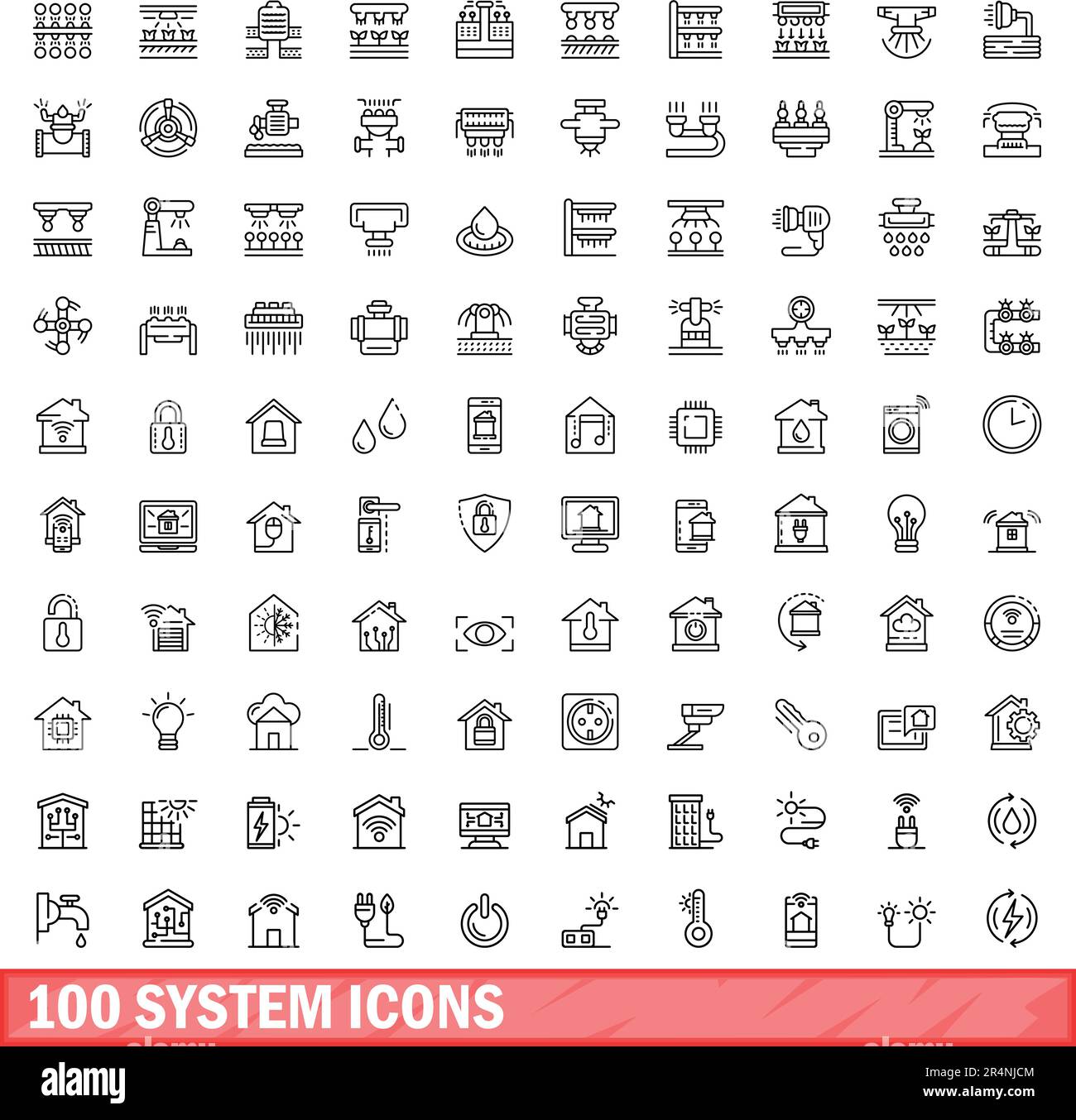 100 system icons set. Outline illustration of 100 system icons vector ...