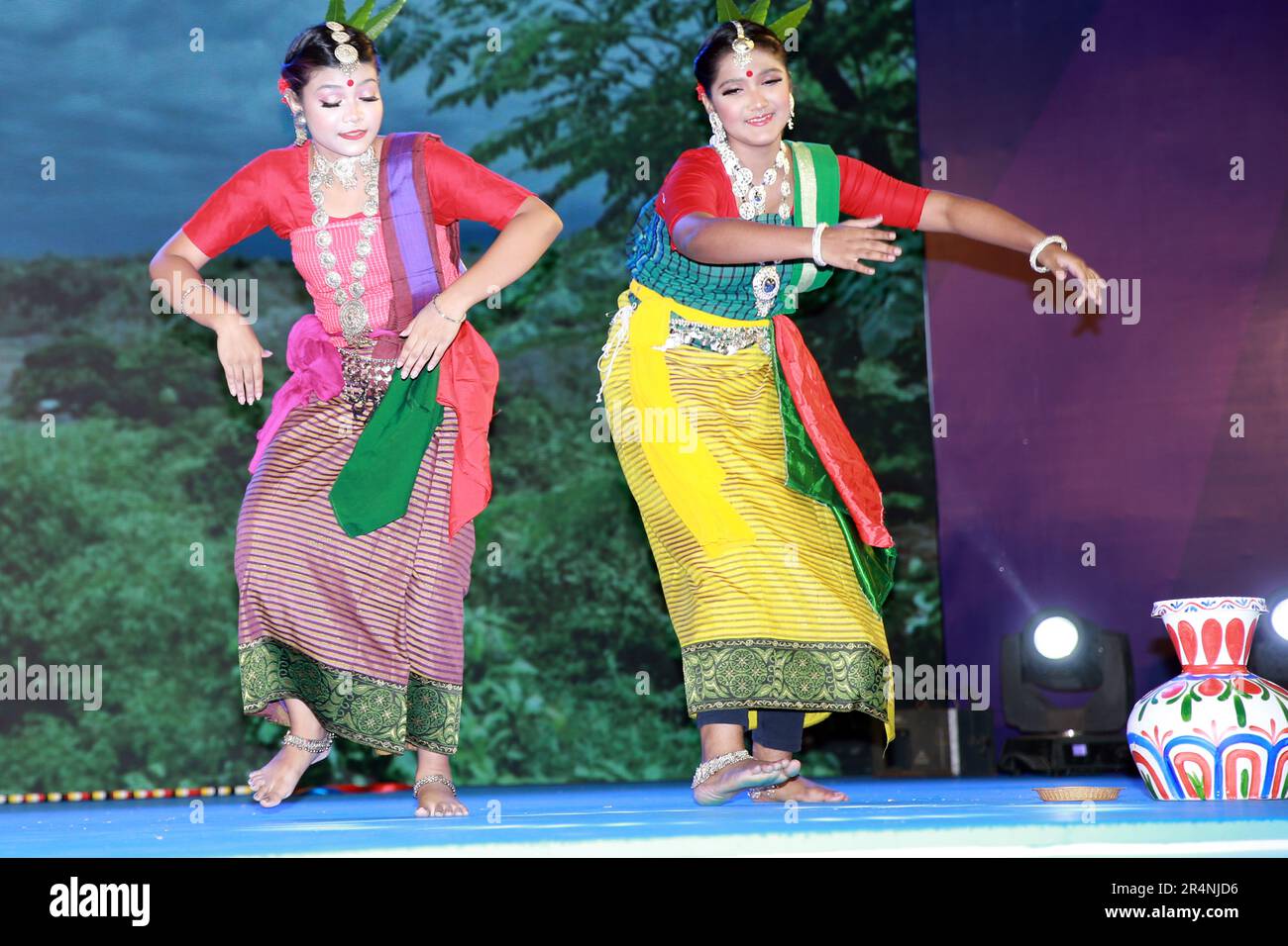 A stage show and tribe dancing performance during a ceremony ‘Sports ...