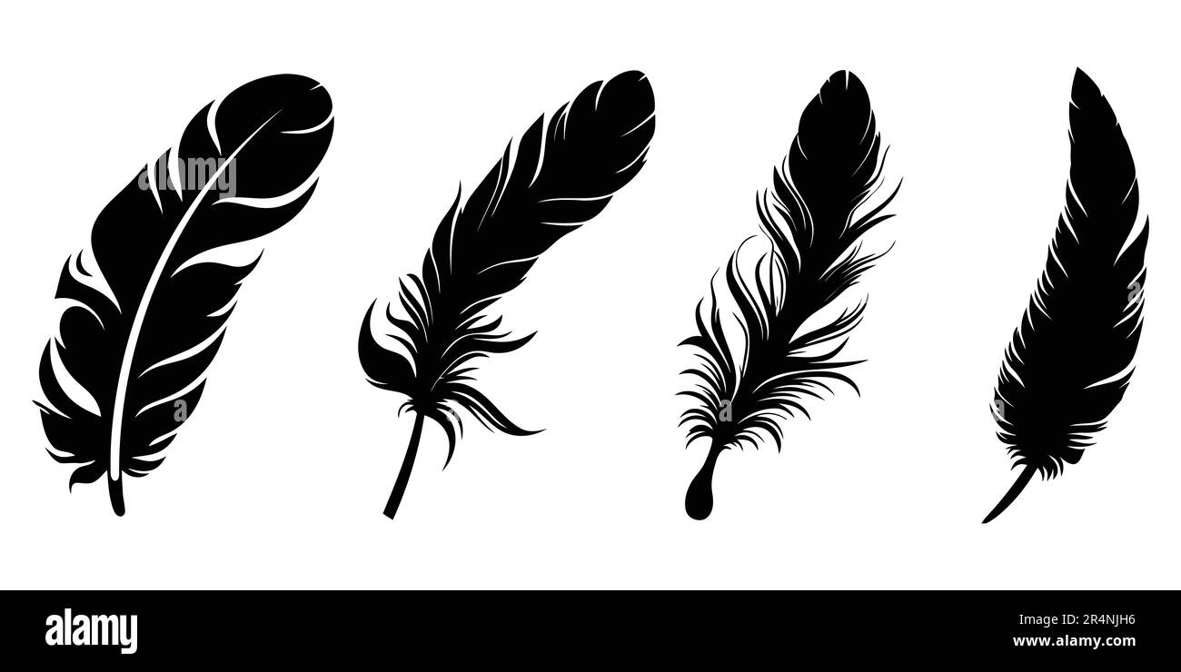 Feather icons. Set of black feather icons isolated. Feather silhouettes ... Feather icons. Set of black feather icons isolated. Feather silhouettes ...