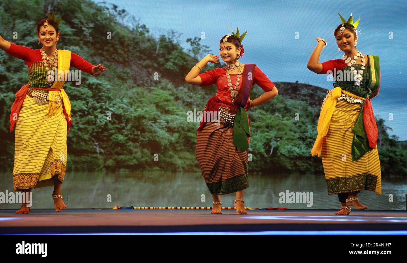 A stage show and tribe dancing performance during a ceremony ‘Sports ...