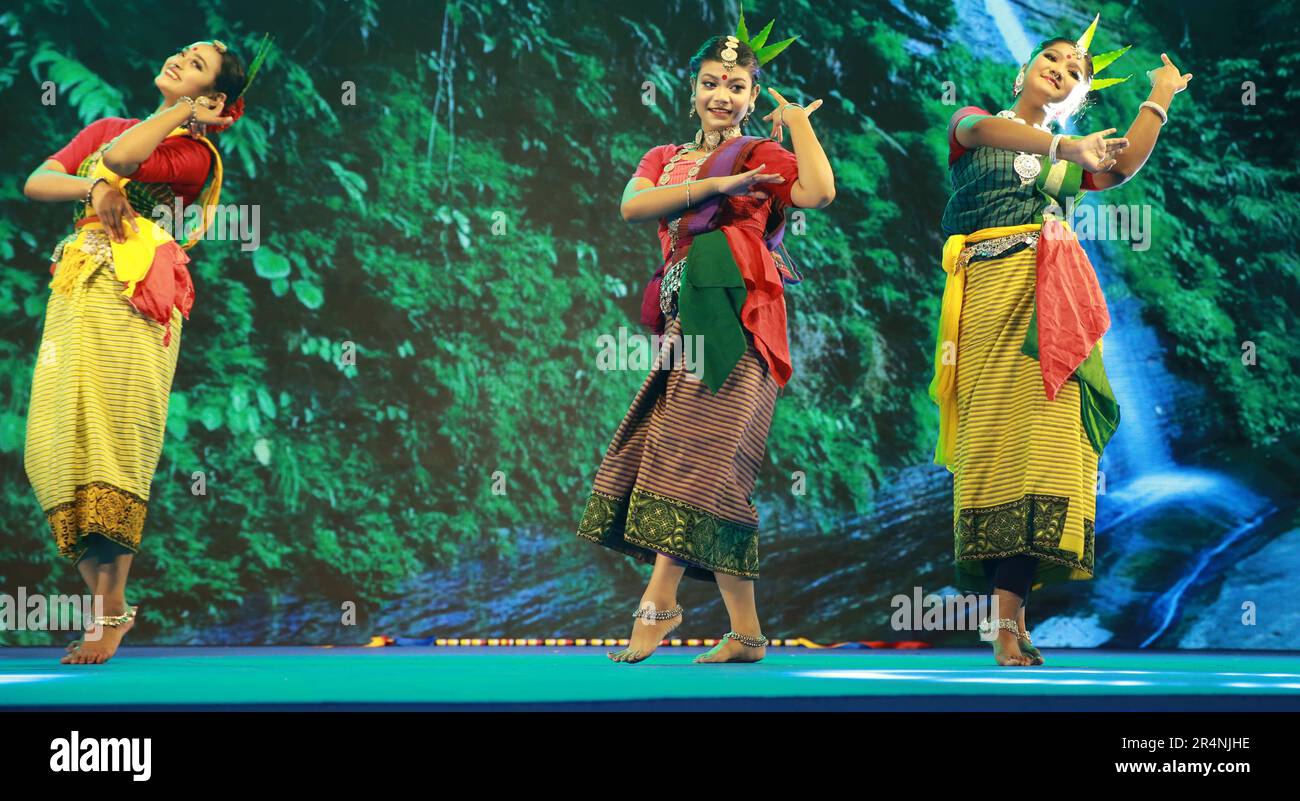 A stage show and tribe dancing performance during a ceremony ‘Sports ...