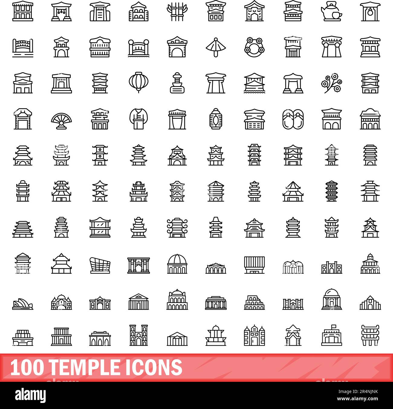 100 temple icons set. Outline illustration of 100 temple icons vector ... 100 temple icons set. Outline illustration of 100 temple icons vector ...
