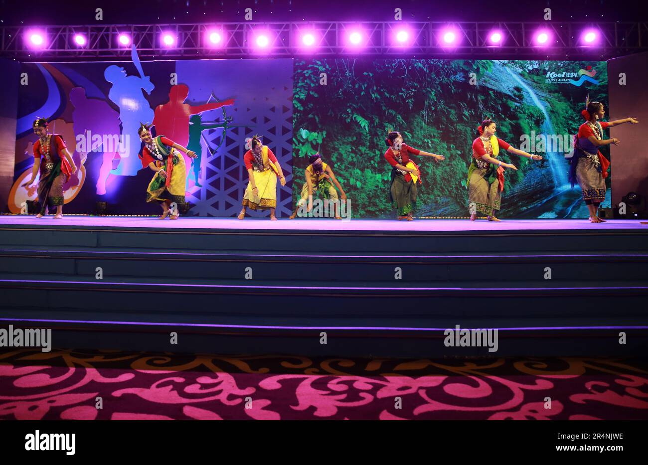 A stage show and tribe dancing performance during a ceremony ‘Sports ...