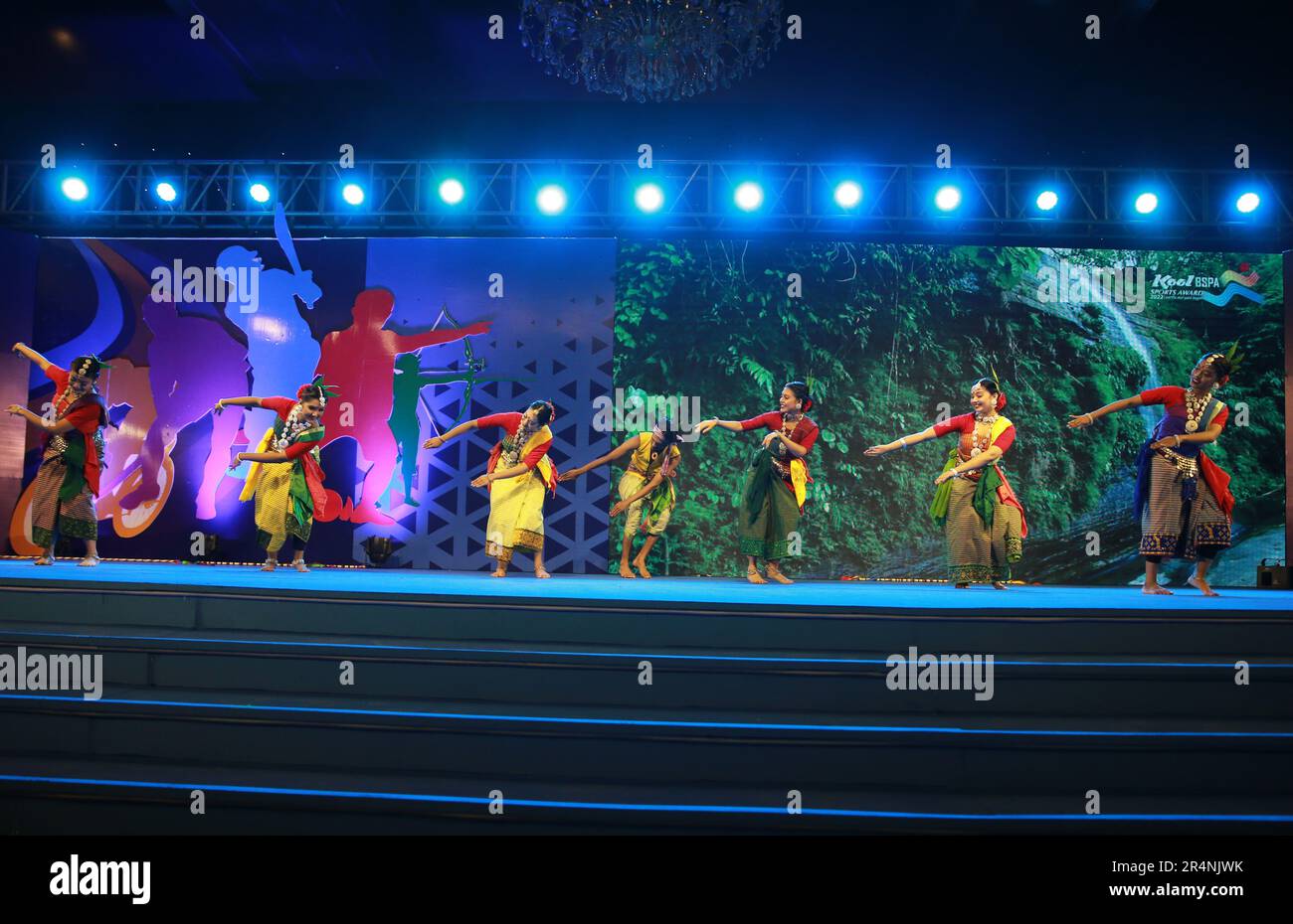 A stage show and tribe dancing performance during a ceremony ‘Sports ...