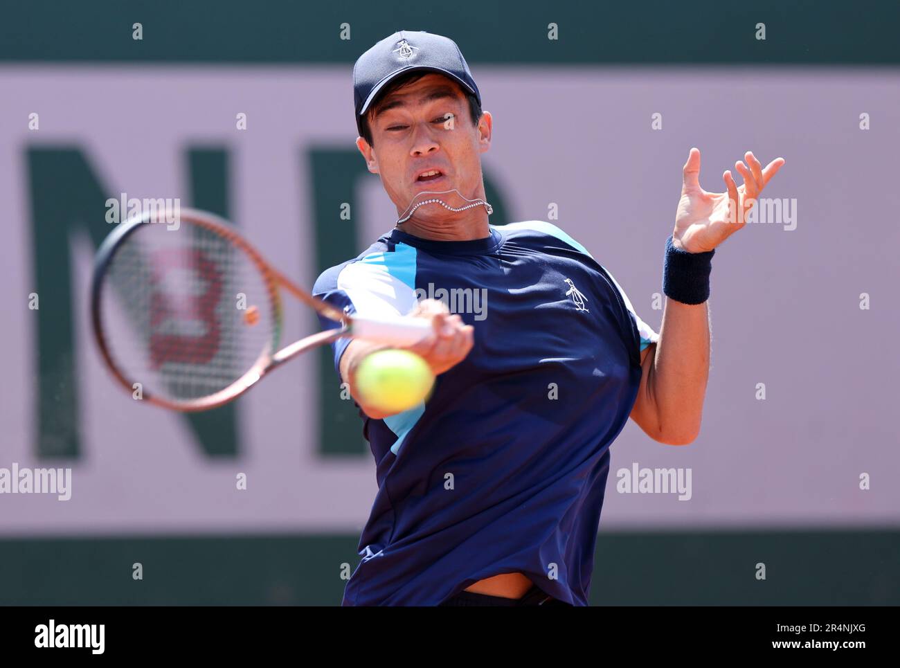 Paris, France. 28th May, 2023. MacKenzie MacDonald of the US returns ...