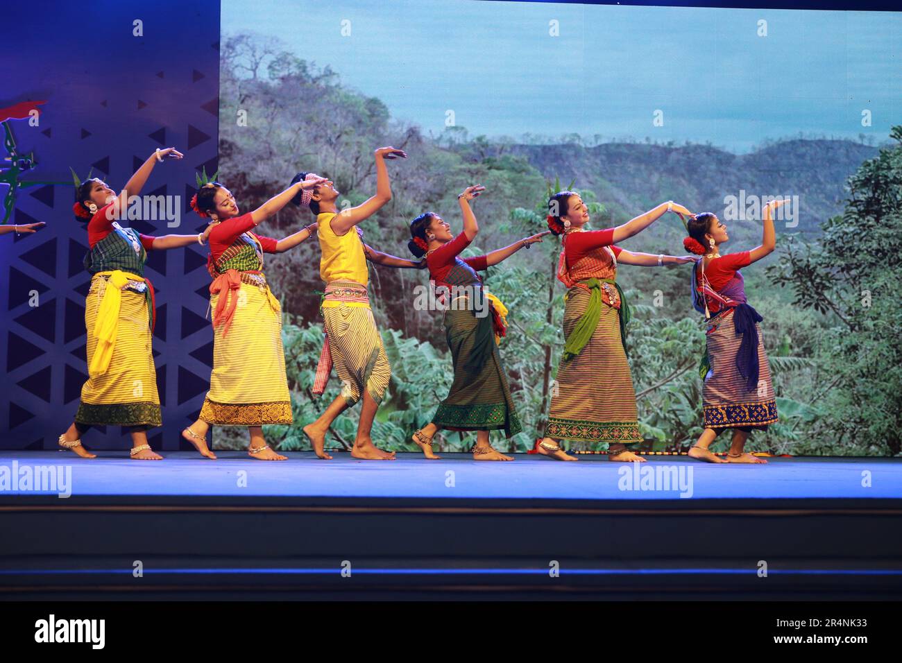 A stage show and tribe dancing performance during a ceremony ‘Sports ...