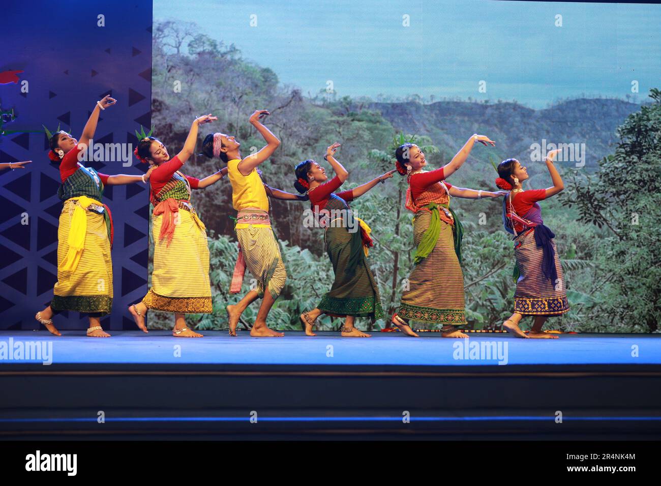 A stage show and tribe dancing performance during a ceremony ‘Sports ...