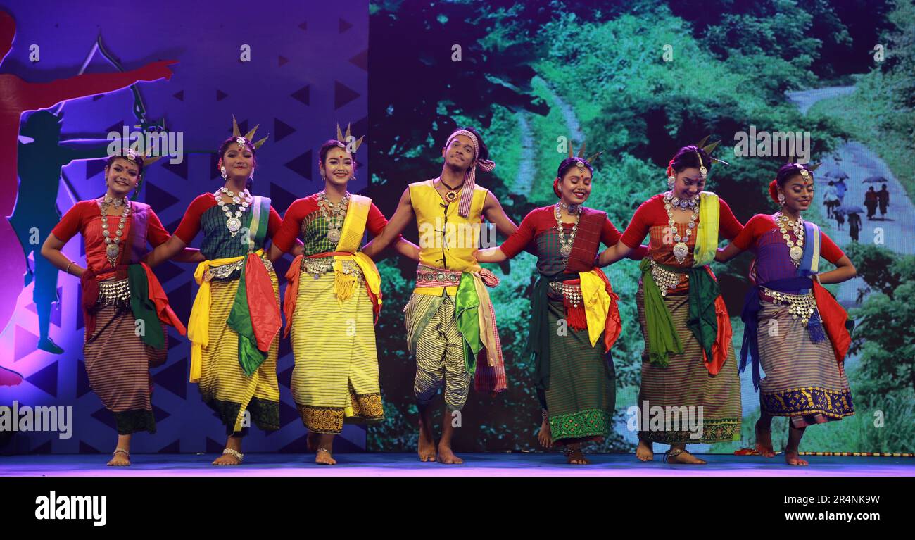 A stage show and tribe dancing performance during a ceremony ‘Sports ...
