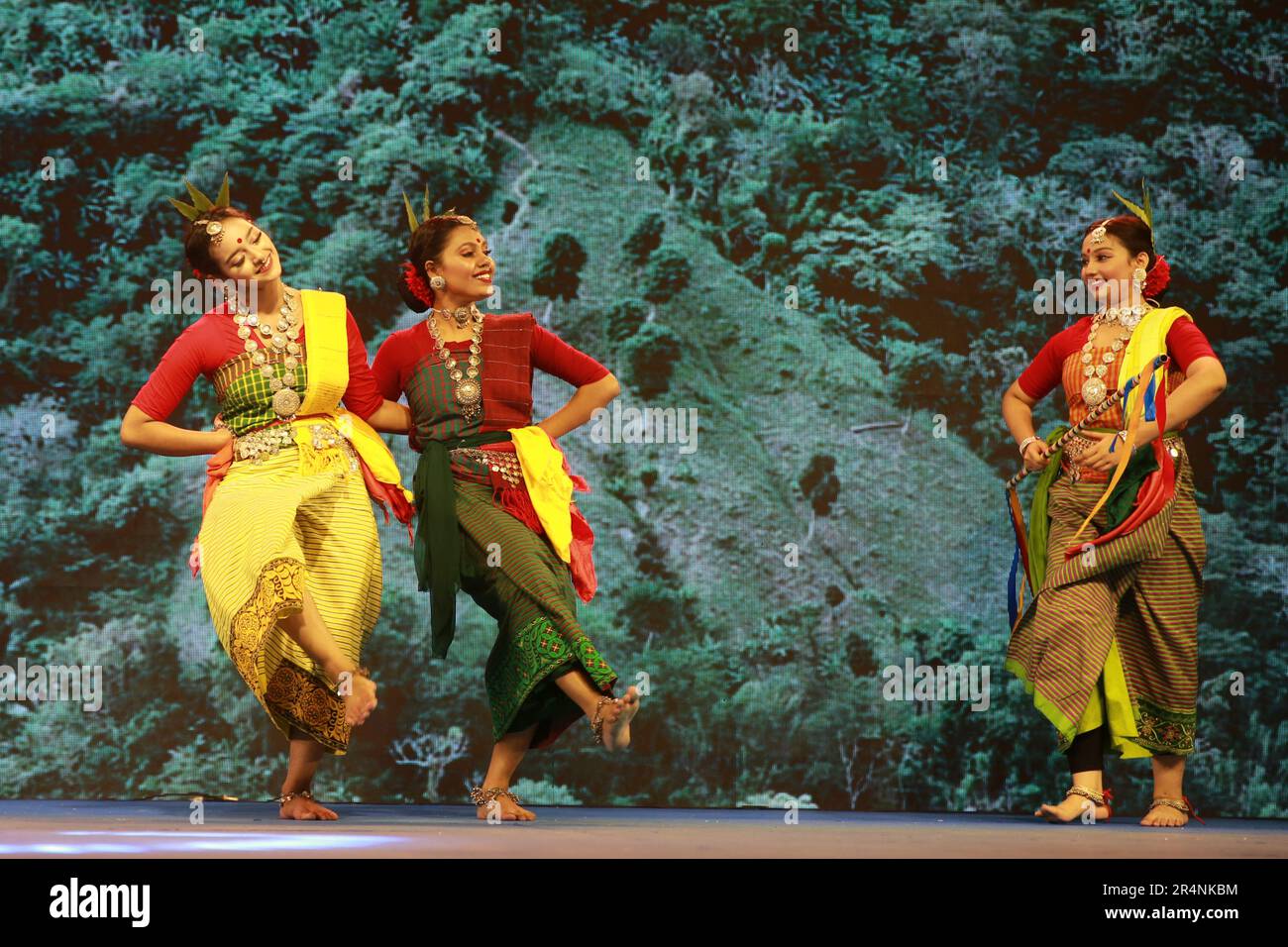 A stage show and tribe dancing performance during a ceremony ‘Sports ...