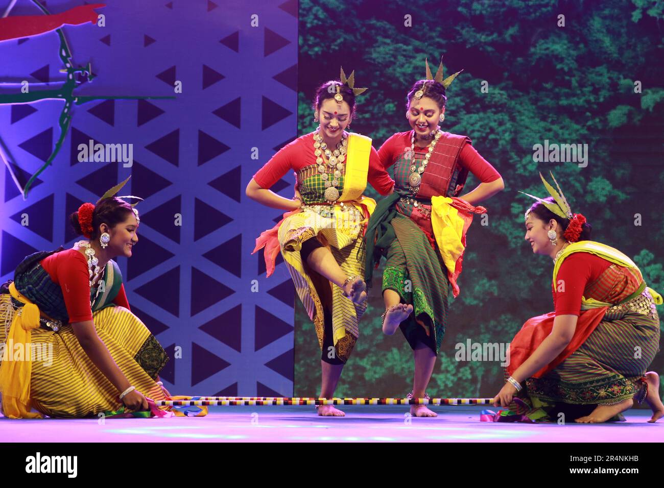 A stage show and tribe dancing performance during a ceremony ‘Sports ...