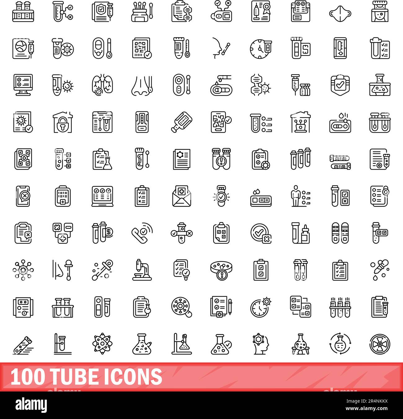 100 tube icons set. Outline illustration of 100 tube icons vector set ...