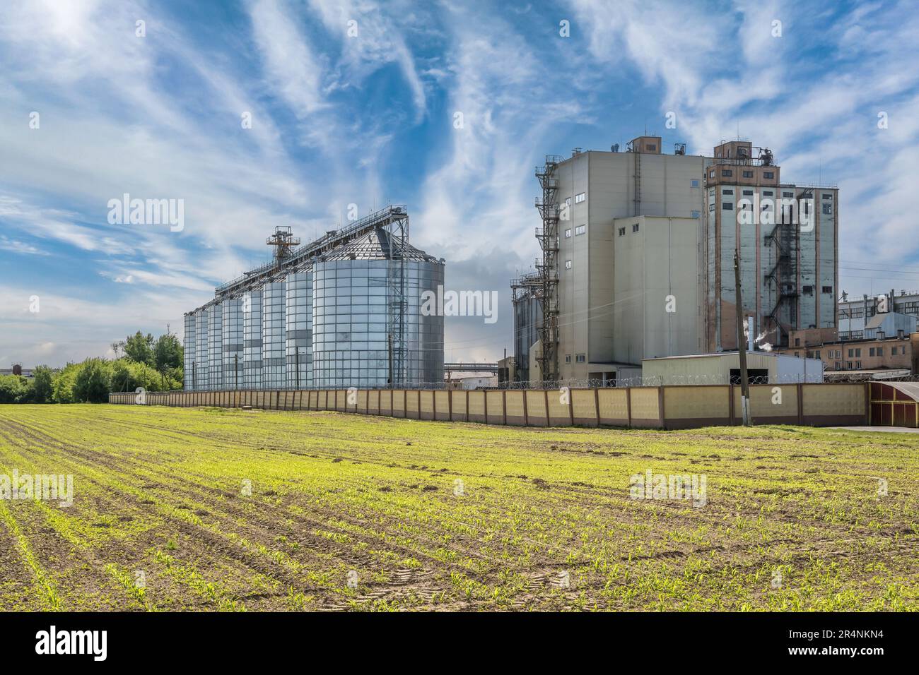 agro silos granary elevator with seeds cleaning line on agro-processing ...