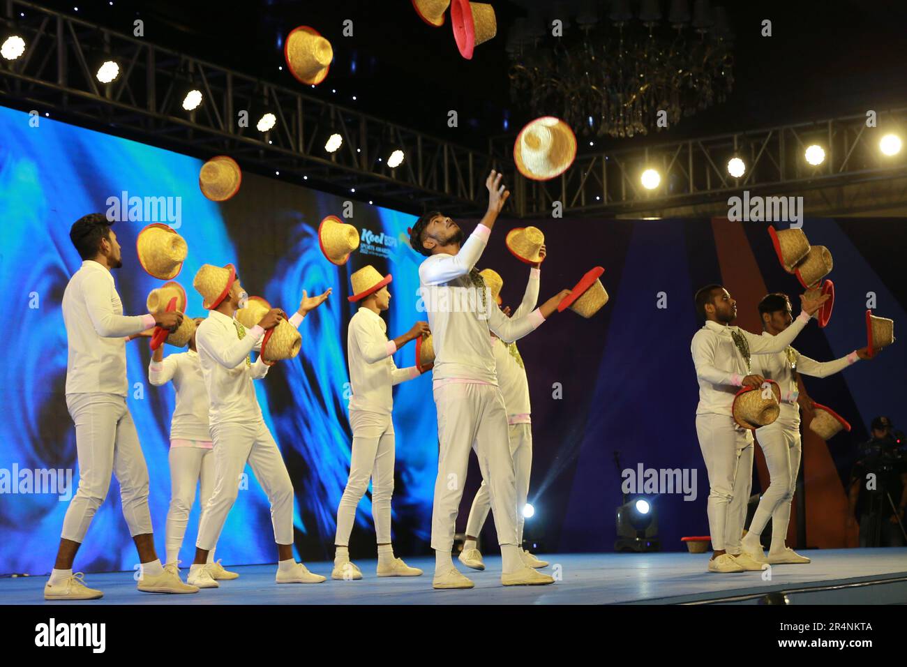 A stage show and tribe dancing performance during a ceremony ‘Sports ...