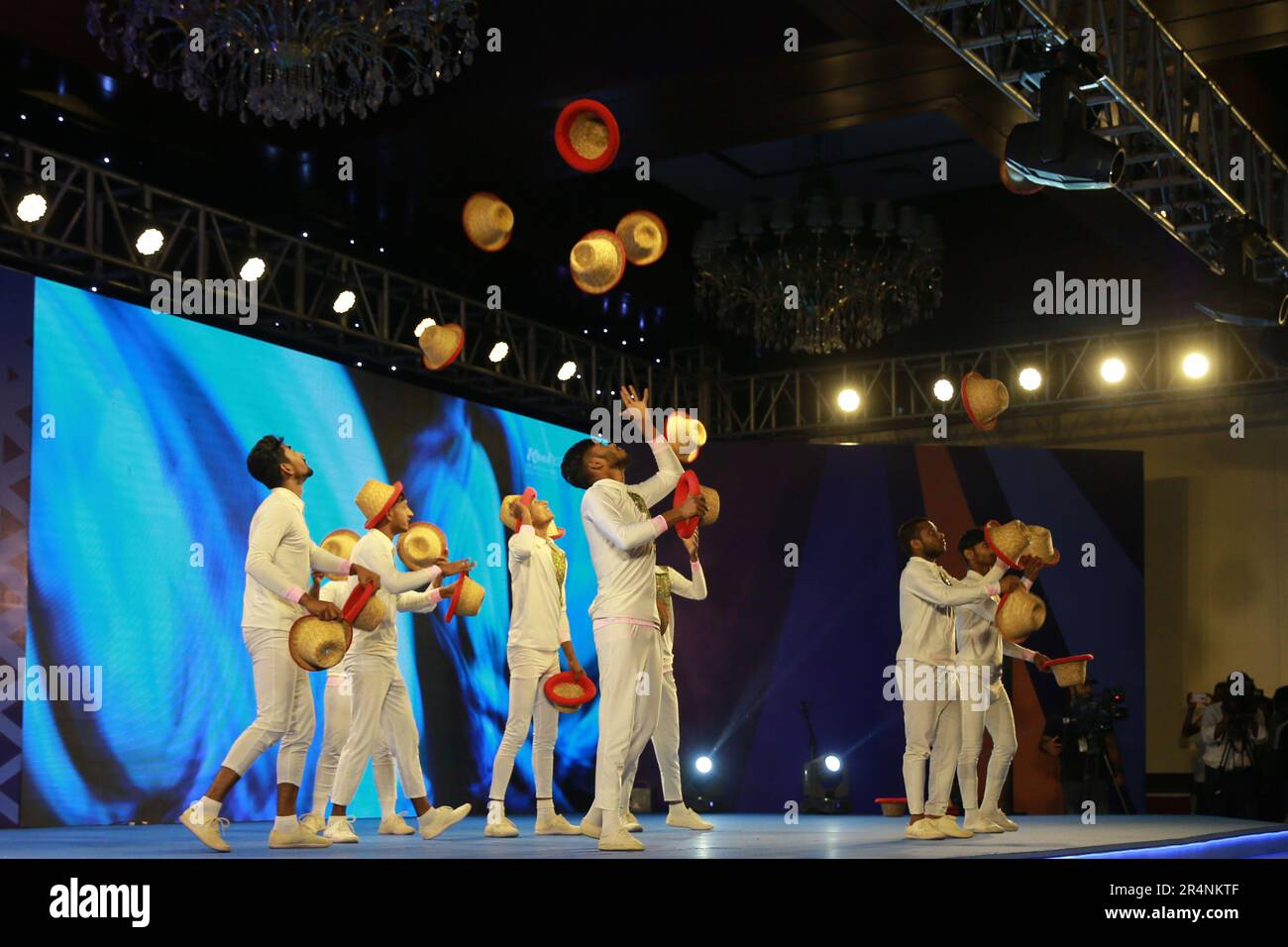 A stage show and tribe dancing performance during a ceremony ‘Sports ...