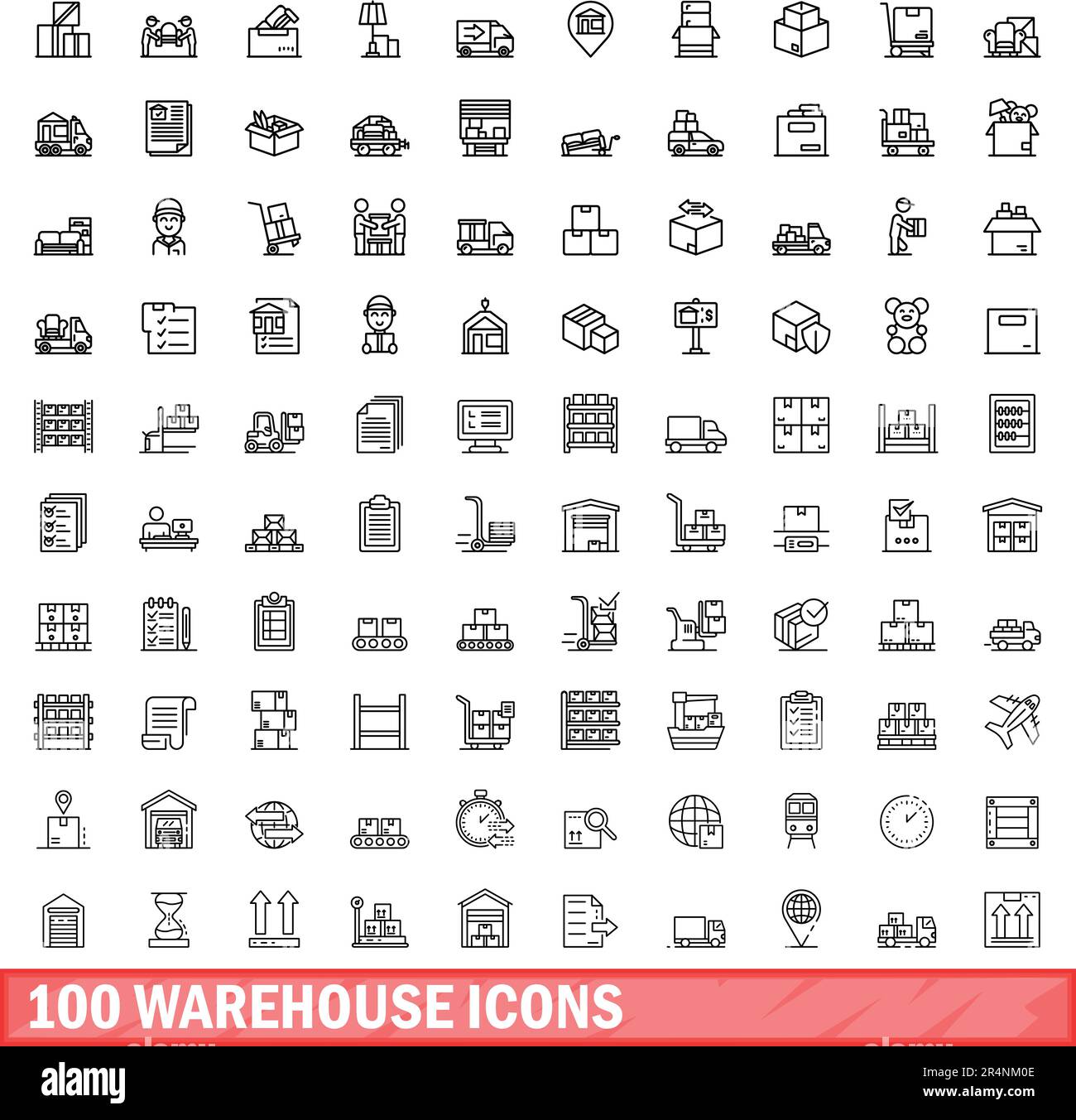 100 warehouse icons set. Outline illustration of 100 warehouse icons ...