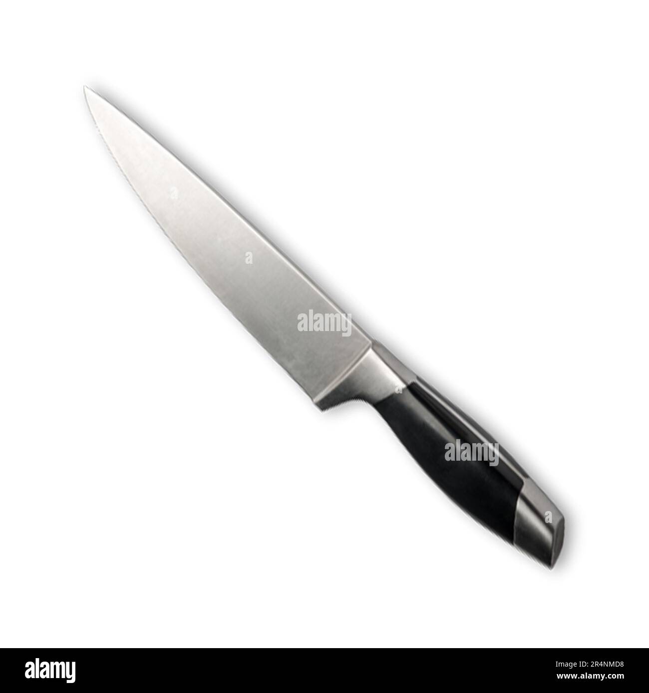 Butcher chopping knife with black wooden handle on white background ...