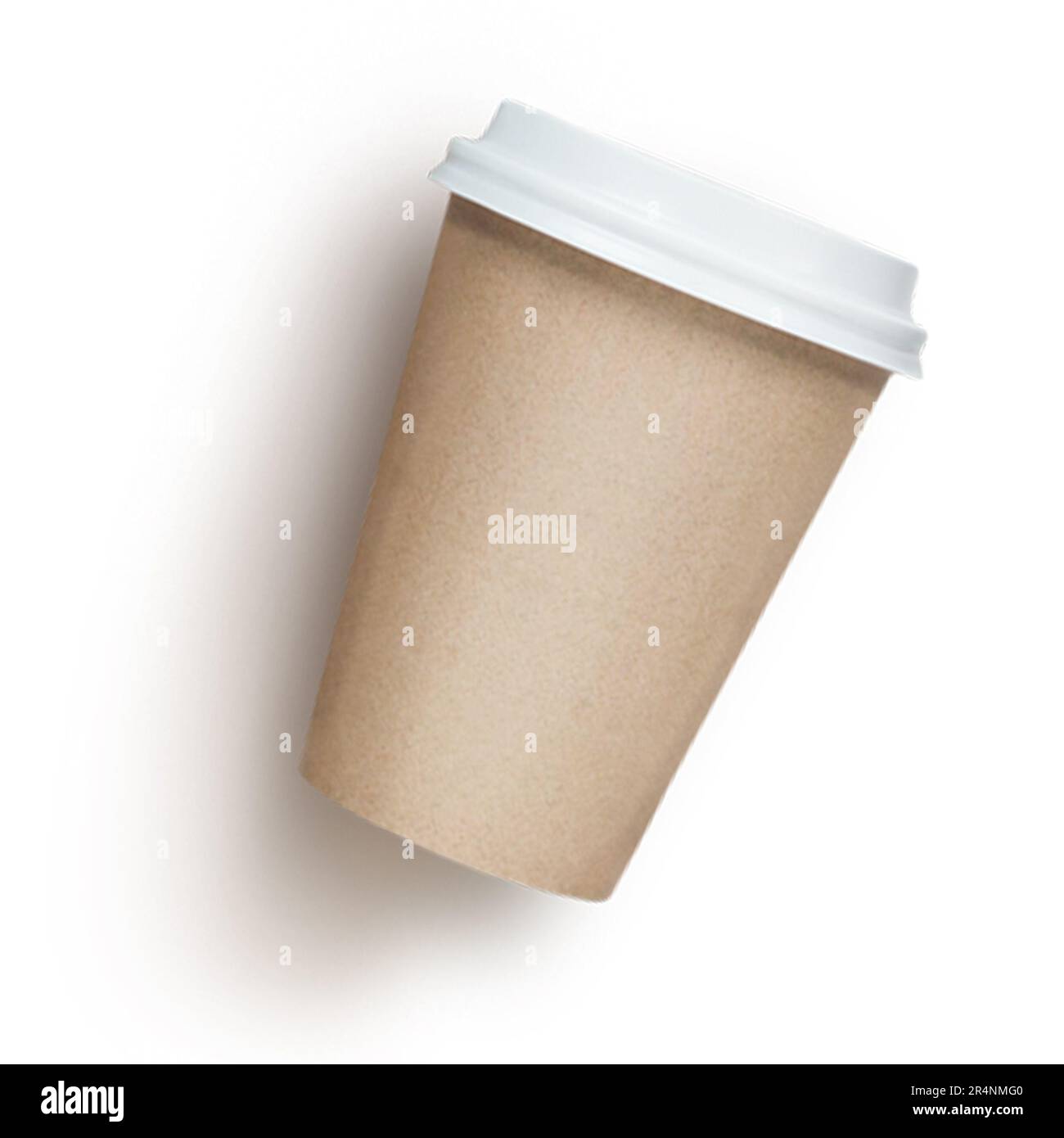 Blank take away kraft coffee cup with white lid isolated on white ...