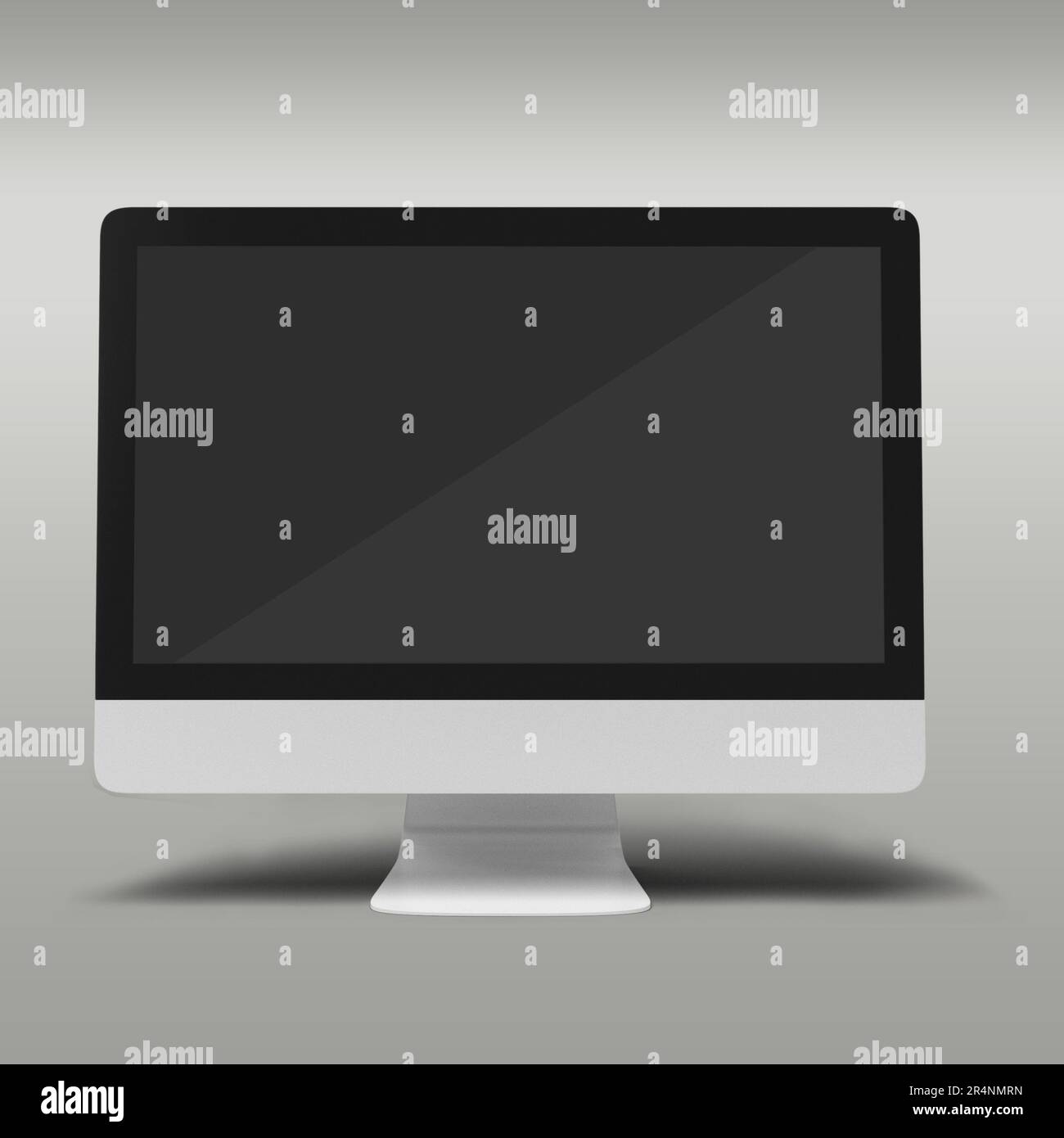 Front view blank black screen computer isolated on grey background ...