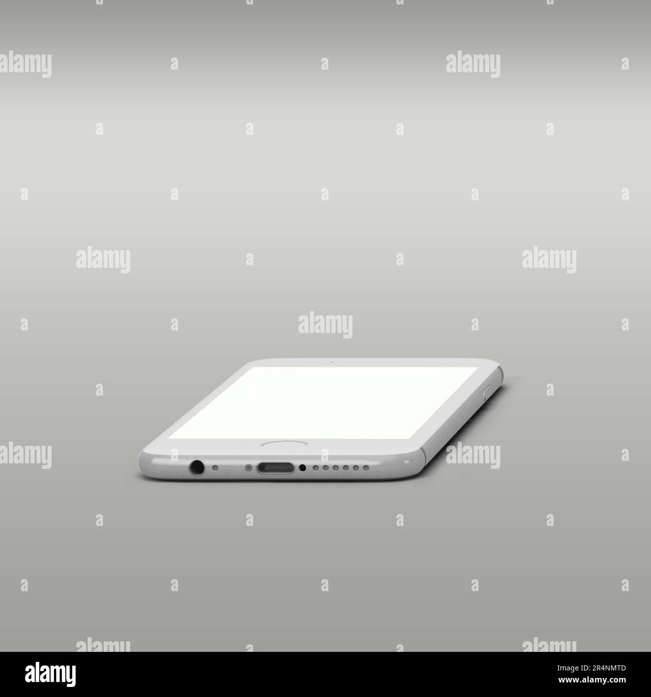 Shiny smartphones isolated on grey background with blank white screen ...