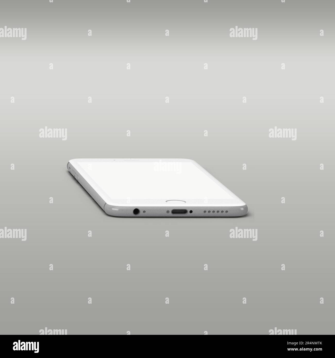 Shiny smartphones isolated on grey background with blank white screen ...
